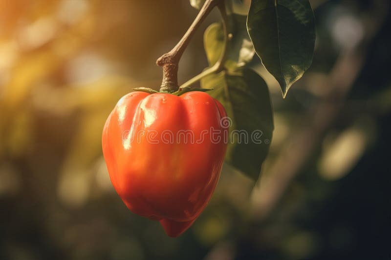 A Close Shot of a Capsicum on a Tree Ai Generative Illustration Stock ...