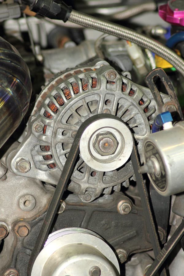 Close Shot of a Car Engine Showing Stock Photo - Image of mechanical ...