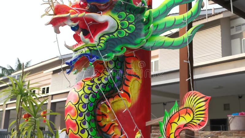 Footage of Dragon Head Figure on the Joss Stick Pole. Stock Footage ...
