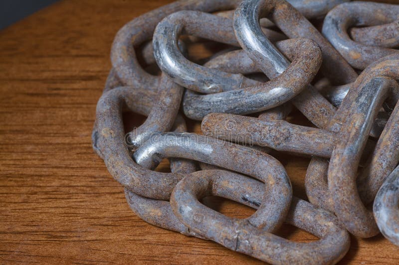 Close Shot of the Galvanized Iron Link Chain. Stock Image - Image of ...