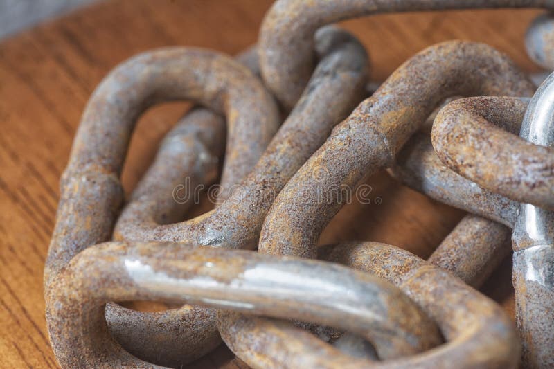 Close Shot of the Galvanized Iron Link Chain. Stock Image - Image of ...