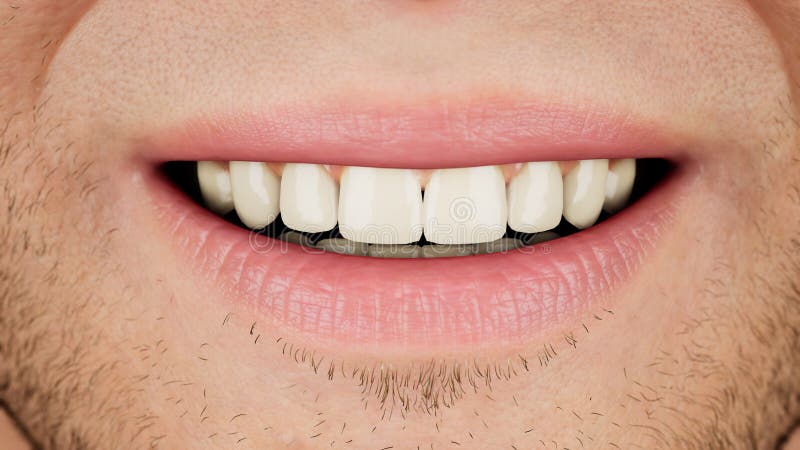 Close Shot of Male Smiling Mouth, 3d Render Stock Illustration ...