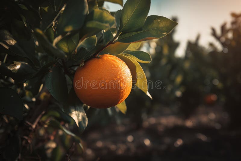 A Close Shot of a Orange Fruit on a Orange Tree Ai Generative ...