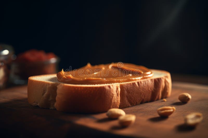 A Close Shot of a Peanut Butter on a Toast Ai Generative Illustration ...