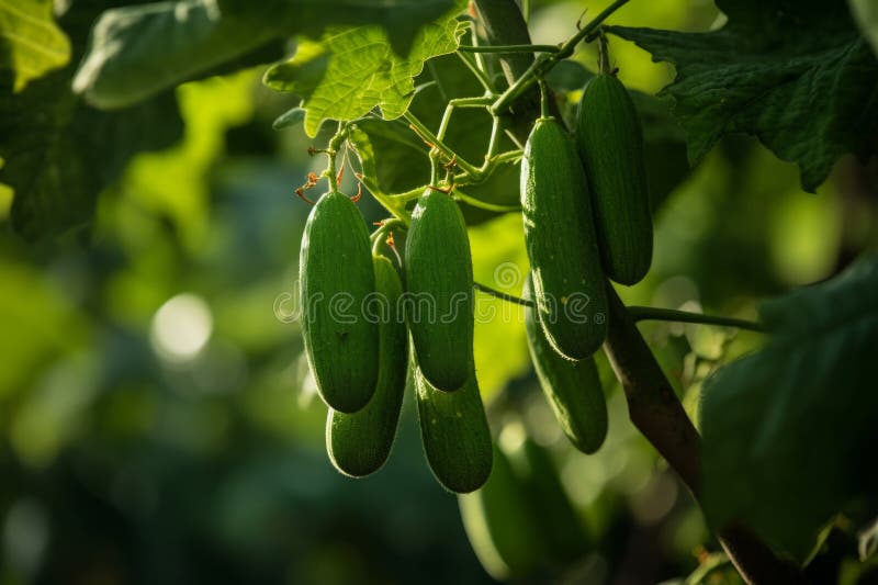 A Close Shot of a Pile of Cucumber on a Tree Ai Generative Illustration ...