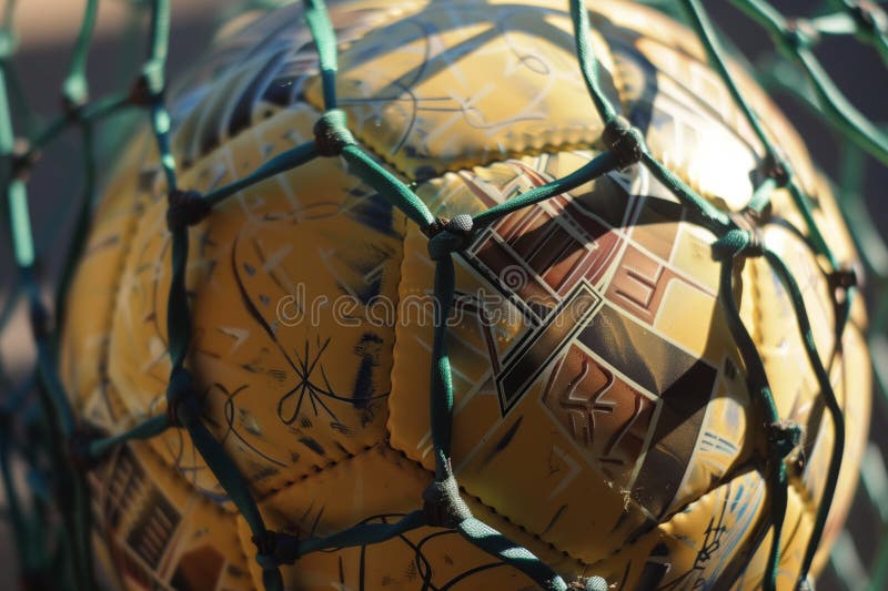 Close Shot of Soccer Ball, Nets Pattern Shadowed on it Stock ...