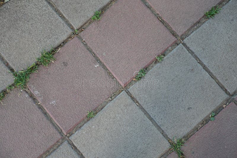 Close Shot of Stack Bond Brick-like Gray and Pink Concrete Pavement ...