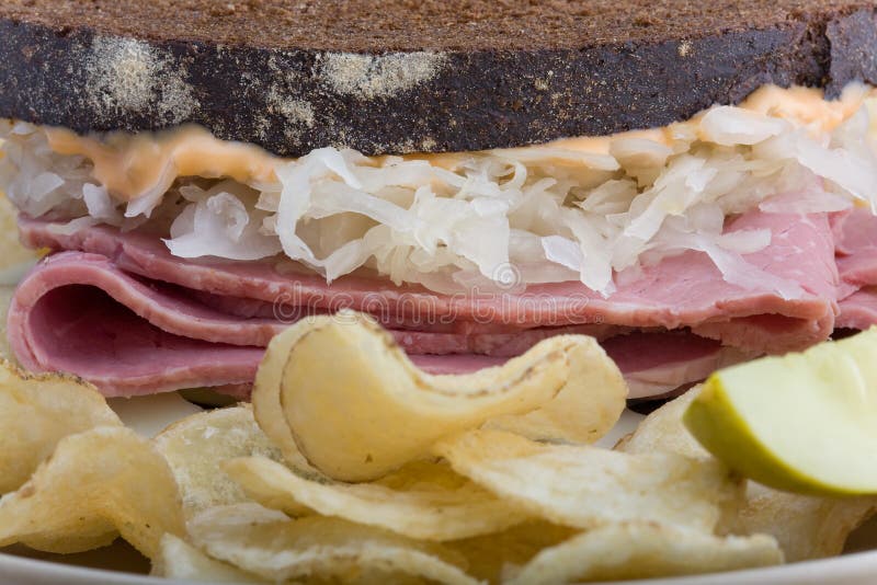 Close Side View of a Reuben Sandwich Stock Image - Image of macro ...