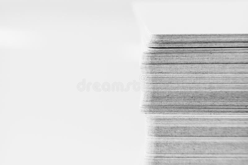 Close Sidelong View of Stacked Cards in Monochrome Stock Photo - Image ...