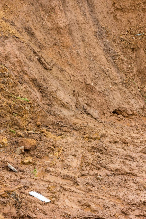 Close slide soil erosion. stock photo. Image of grass - 72599818