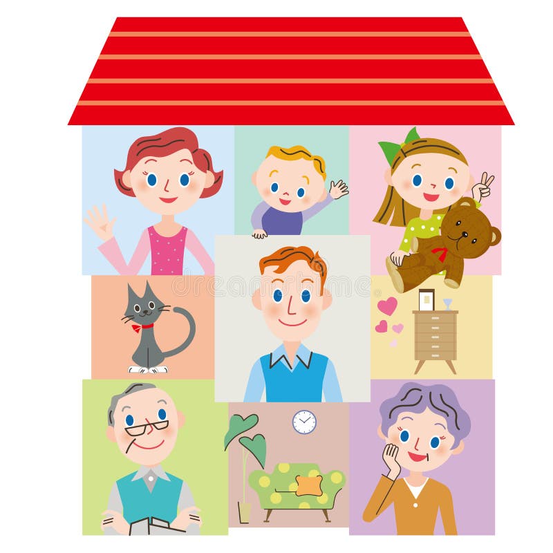 Close Three-generation Family Stock Illustration - Illustration of ...