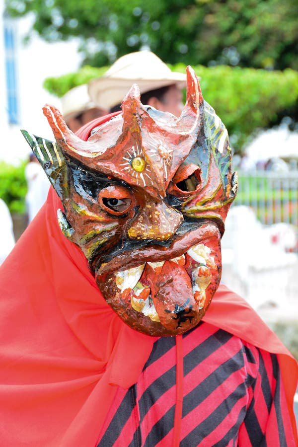 Close Uo of a Devill Dancer in the Corpus Christi Celebration in Stock ...