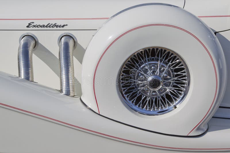 Close Up of 1989 Excalibur Car White Editorial Image - Image of close ...