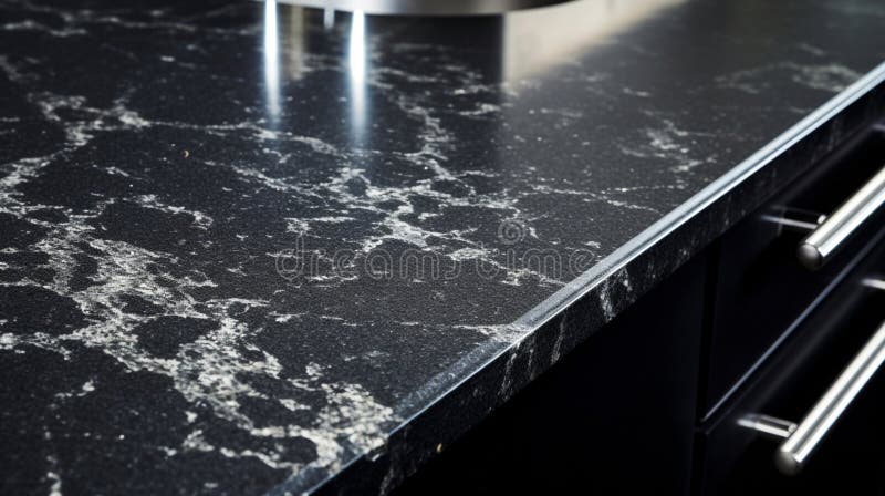 A Close-up of Absolute Black Granite, Displaying a Glossy Black Texture ...