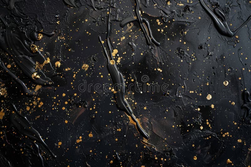 A Close-up of an Abstract Art Piece Featuring Metallic Paint Splatters ...