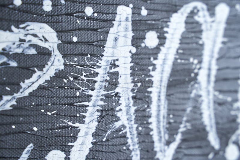 Close Up of Abstract Black and White Textured Paint Strokes on Canvas Stock Photo - Image of ...