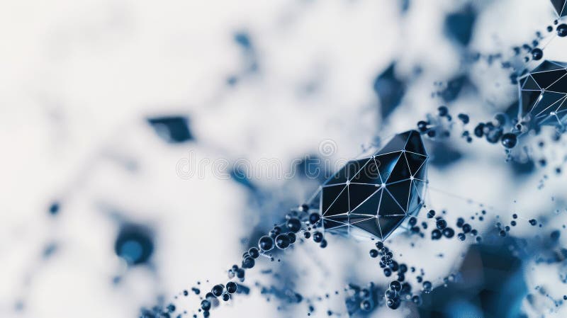 Close Up of Abstract Blue Molecular Structure on a Light Background ...