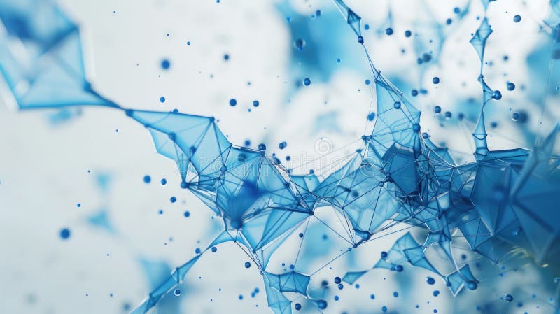 Close Up of Abstract Blue Molecular Structure on a Light Background ...