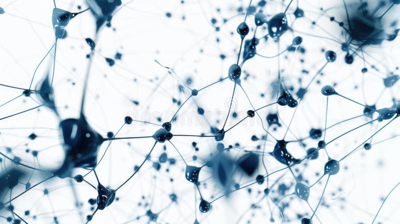 Close Up of Abstract Blue Molecular Structure on a Light Background ...