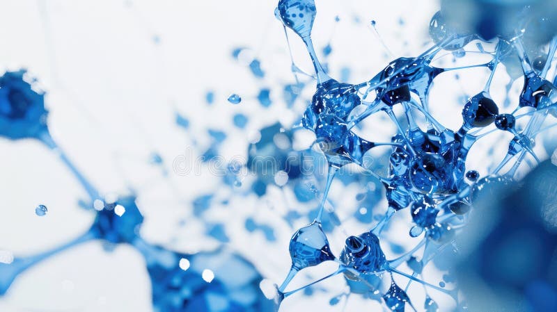 Close Up of Abstract Blue Molecular Structure on a Light Background ...