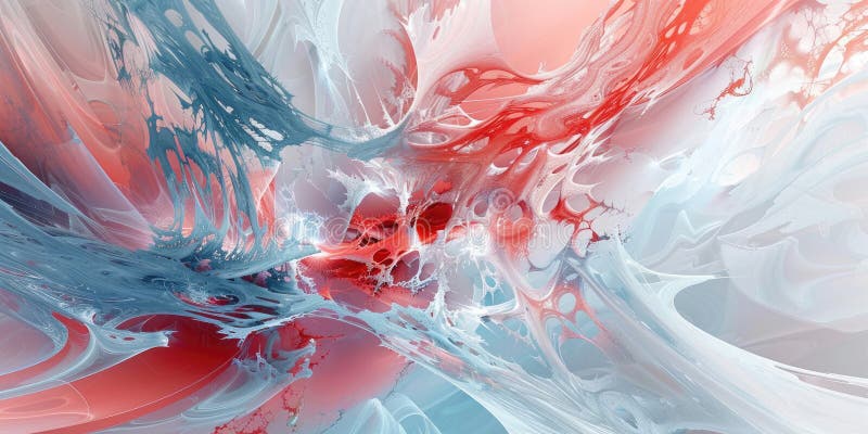 The Close Up Abstract Blue and Red Mixing Each Other in White ...
