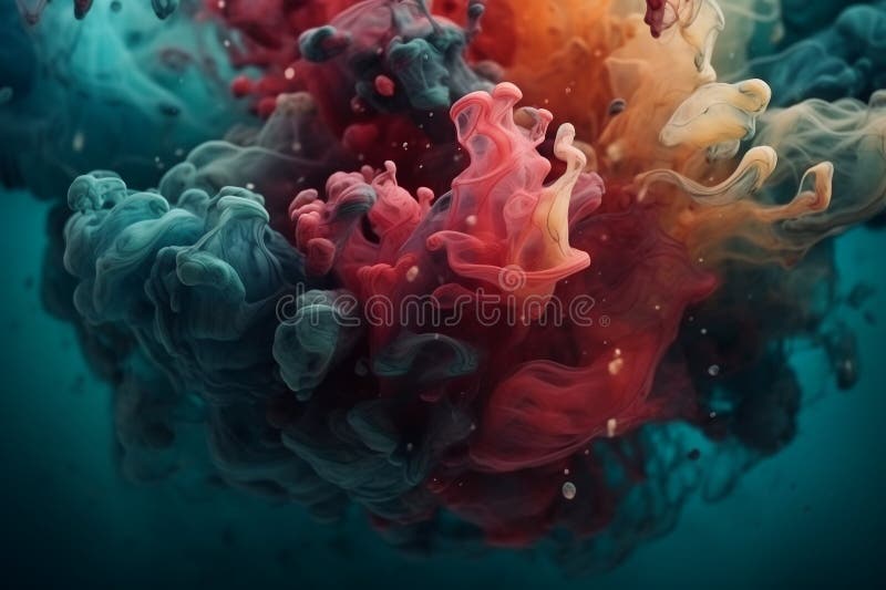 Close-up Abstract Bright Diffusion of Ink Underwater, Macro World ...