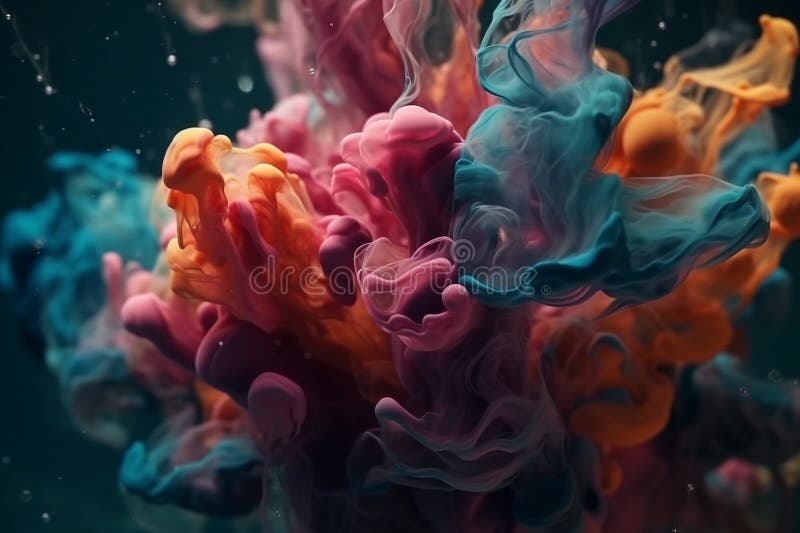 Close-up Abstract Bright Diffusion of Ink Underwater, Macro World ...