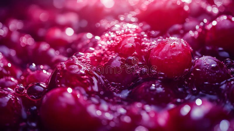 Close-up Abstract of a Bubbly Red Wine Surface in Motion, Showing ...