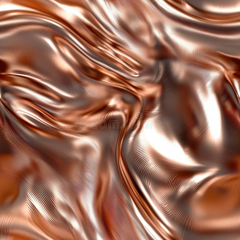 Close-up of Abstract Copper Metallic Fabric Texture with Flowing ...