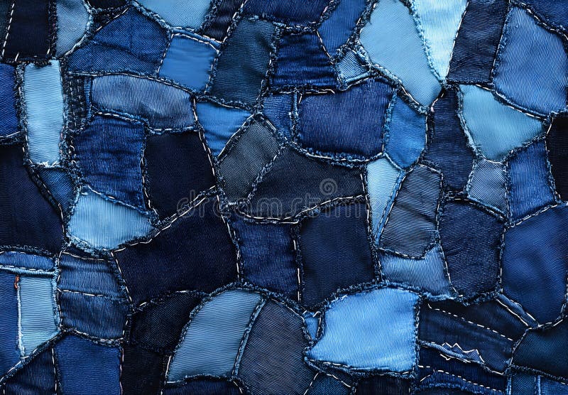 Abstract Denim Patchwork Texture Background Stock Illustration ...