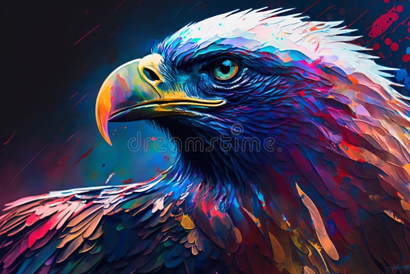 Close Up of an Abstract Eagle in a Vibrant Ink Diffusion Stock ...