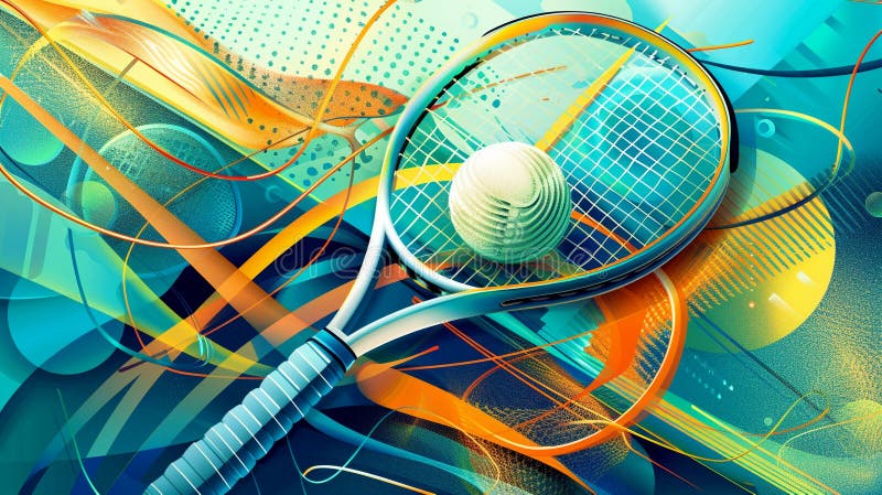Tennis Racket and Ball Abstract Artwork Stock Illustration ...