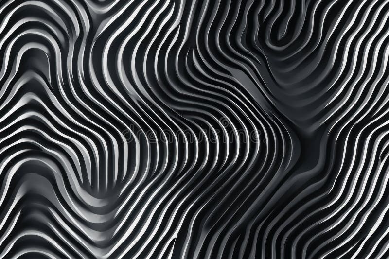 Abstract Black and White Curved Lines Pattern Stock Illustration ...