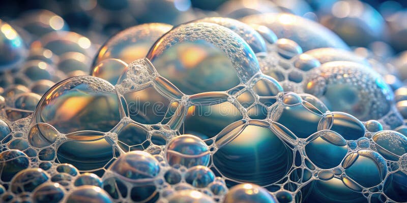Close-up Abstract Image of Interconnected Soap Bubbles with Iridescent ...