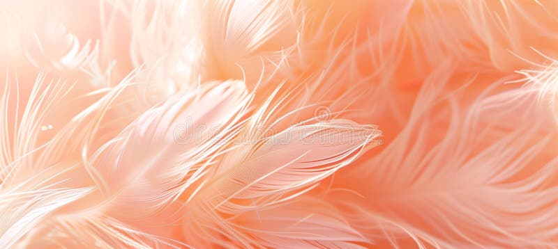 Close-up Abstract Macro of Trendy Peach Feather Texture, Apricot Fluffy ...