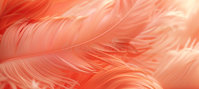 Close-up Abstract Macro of Trendy Peach Feather Texture, Apricot Fluffy ...
