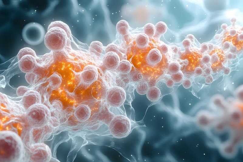 Microscopic View of Abstract Organic Structures with Glowing Elements ...