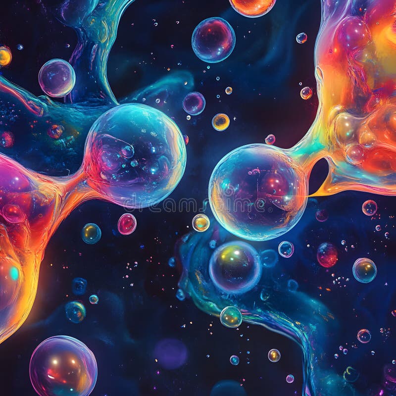 A Close-up of an Abstract Representation of Two Molecules in the Center ...