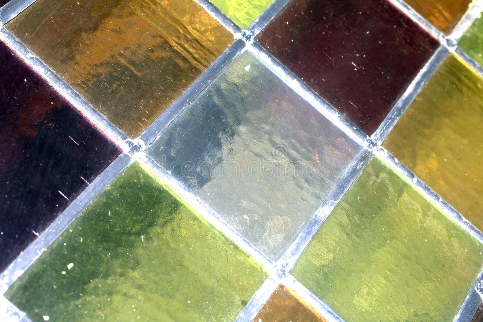 Close Up Abstract Square Stained Glass Window Sections Multicoloured ...