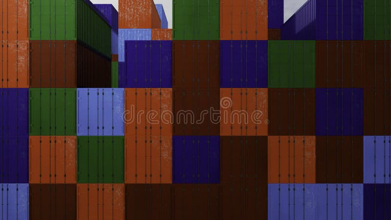 Close Up of Abstract Stack Freight Containers Loaded for Transportation ...