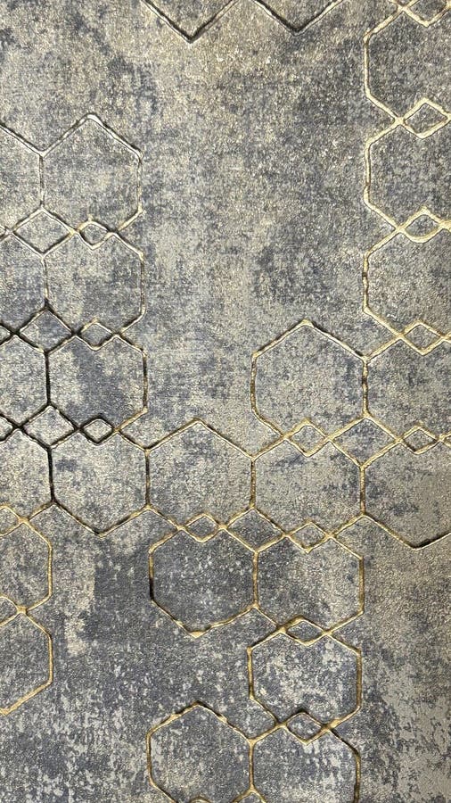 Close-up of an Abstract Textured Surface Featuring Gold Hexagonal ...