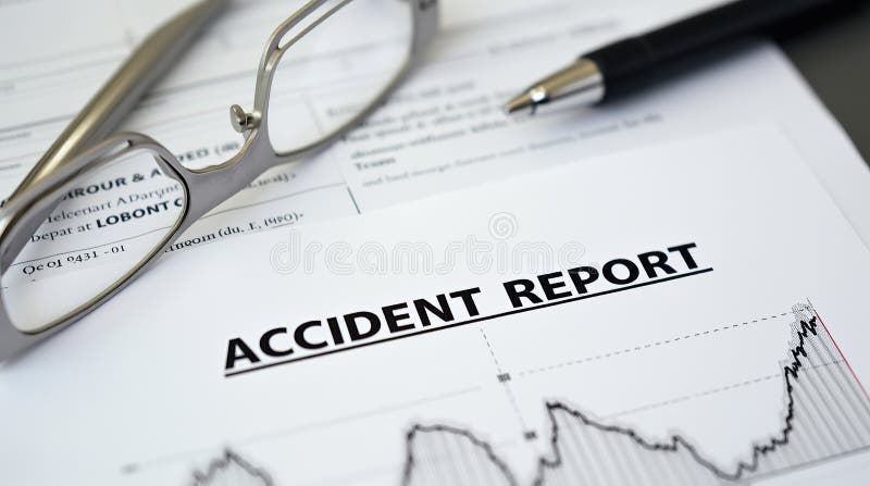 Accident Report Document with Glasses and Pen on Desk Stock ...