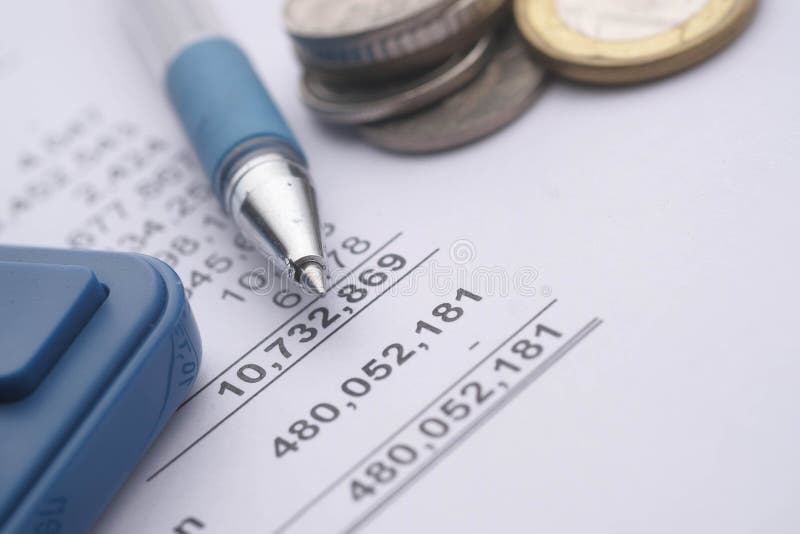 Close Up of Accounting Data, Pen and Calculator Stock Photo - Image of ...