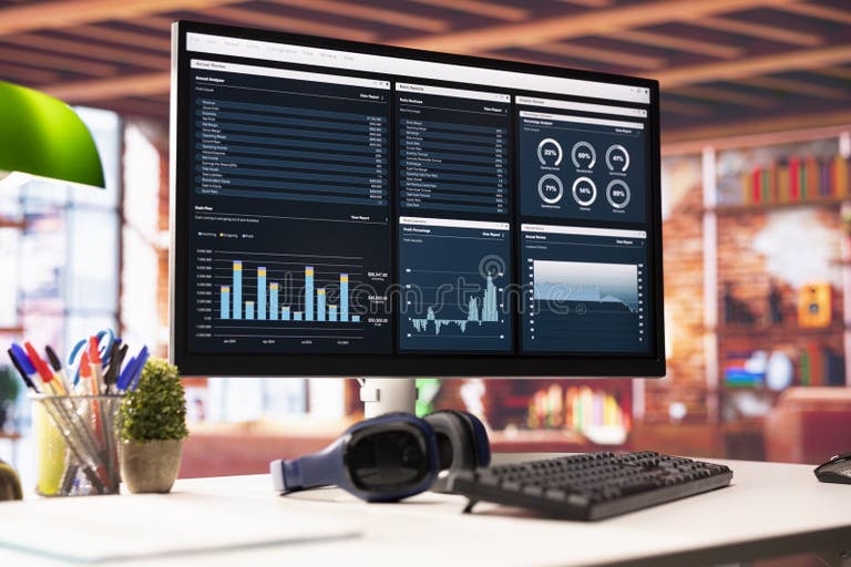 Close Up of Accounting Sales Statistics on Computer Display Stock Image ...