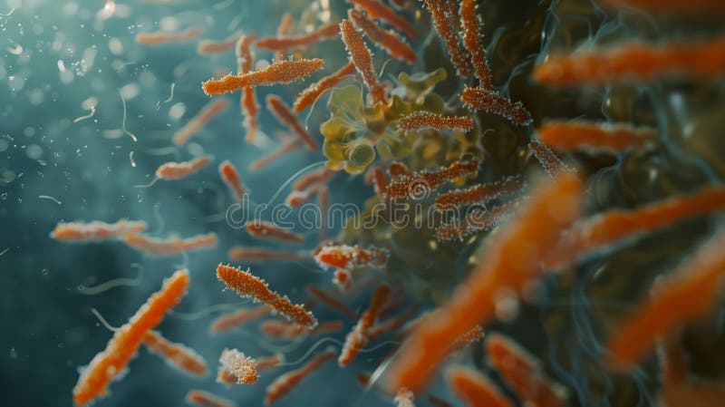 A Close-up of an Accumulation of Orange Bacteria. the Bacteria Come in ...
