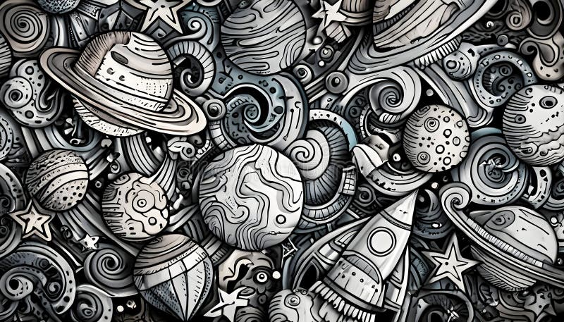 Close Up Achromatic Colors Depicting Outer Space Stock Illustration ...