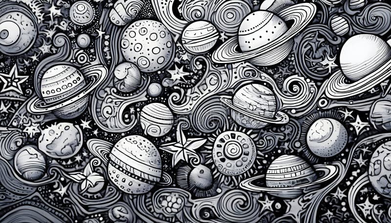 Close Up Achromatic Colors Depicting Outer Space Stock Illustration ...