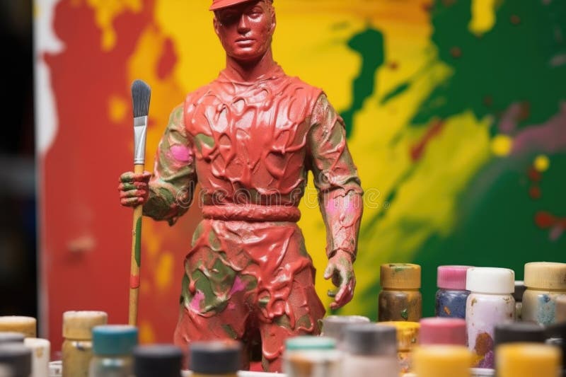 Close Up of Action Figure Half-painted on Painting Stand Stock ...
