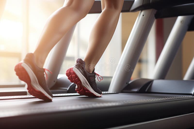 Close Up of the Activity of a Leg Running on a Treadmill. Generative AI ...