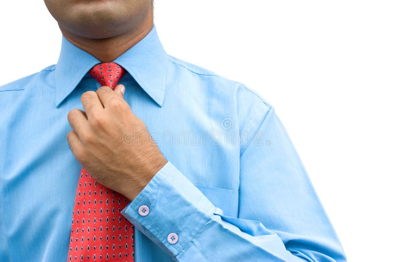 Close-up of adjusting tie stock image. Image of professional - 11241791